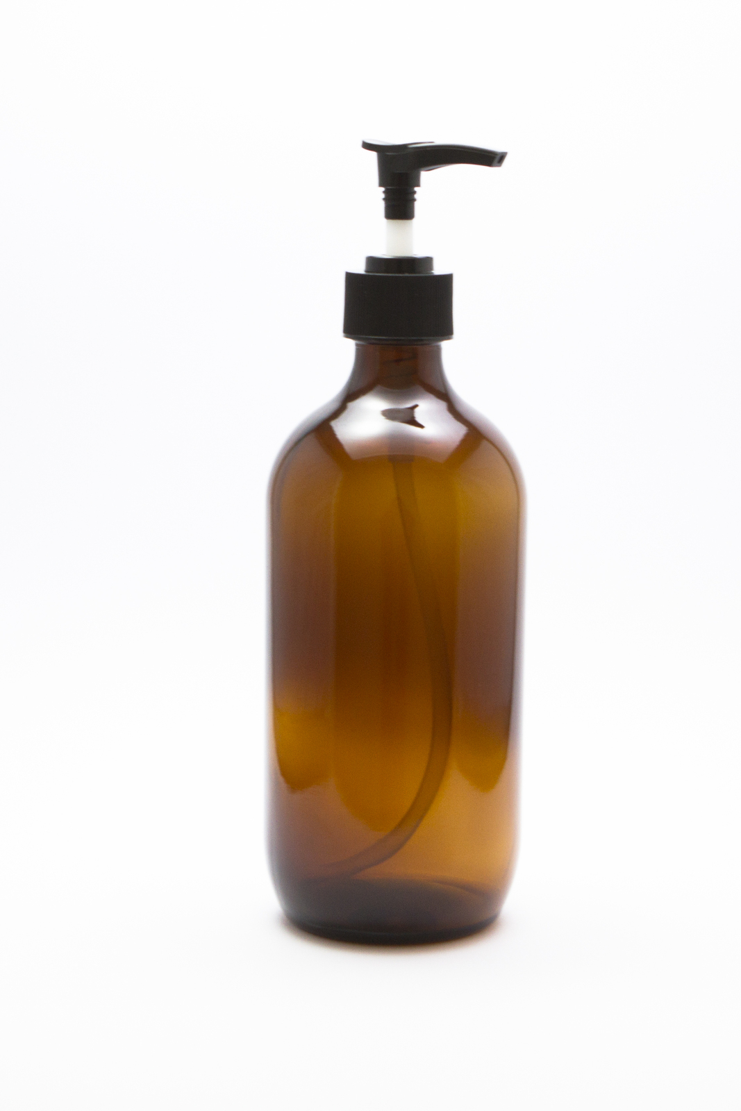 Bottle, Pump, Amber, 500ml, Black Top
