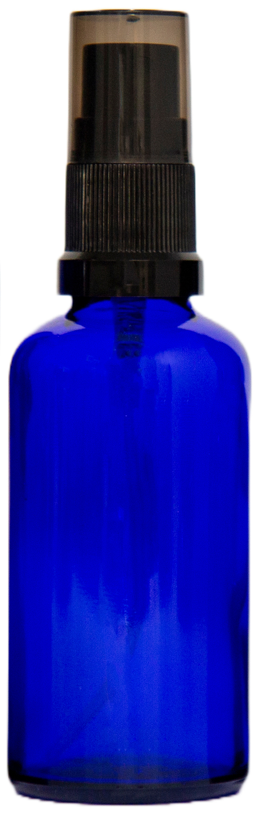 50ml Cobalt Blue Glass Spray Bottle Black Plastic Top